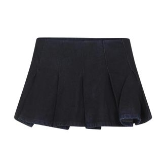 Diesel Jupe patineuse pliss&eacute;e en denim - Femme - Shorts - Bleu - Taille: W28