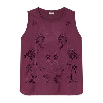 Oltre Top aus Baumwolle mit durchbrochenen Stickereien - - Tops - Damen - Lila - S