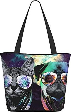 AOOEDM Chien avec lunettes de soleil Sac &agrave; provisions pour femme 33 x 28 x 19 cm. Le cadeau parfait pour la Saint-Valentin. Cest de la Saint-Valentin pour ma