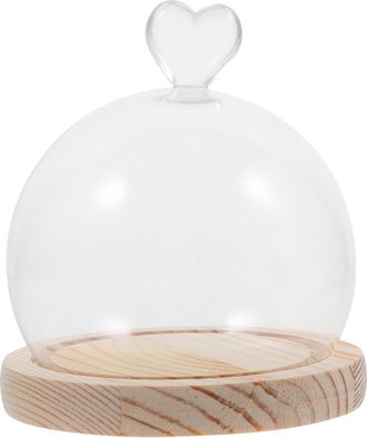 Amosfun Glasabdeckung Mit Holzsockel Dekorative Displayabdeckung Für Hochzeit Und Geburtstag Schutzhaube Für Ewige Blumen Und Dessertpräsentation Leicht Zu Re