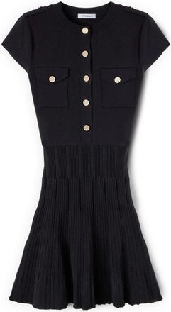 Motivi Femme, Robes, Noir, Taille: 38 FR Robe trap&egrave;ze en maille avec boutons