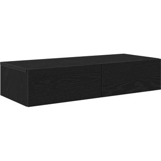 vidaXL Vidaxl - tag&egrave;re murale avec tiroirs noir 80x33x17 cm bois ding&eacute;nierie
