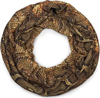 styleBREAKER Écharpe à boucles pour dames avec motif de phyton de serpent et surface brillante, écharpe à tuyau, écharpe 01017127, couleur:Jaune