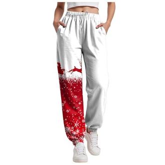 Generic Pantalon de jogging athlétique taille haute pour femme, pantalon dentraînement sur le thème de Noël, pantalon dentraînement avec poches et cordon de s
