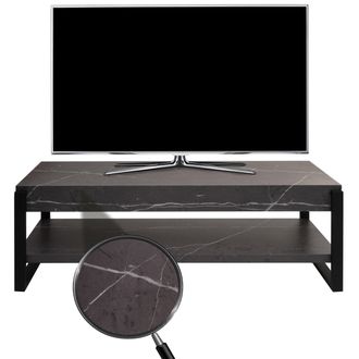 Mendler TV-Rack HWC-L53, Fernsehtisch Lowboard TV-Tisch, Metall 42x120x44cm - Marmor-Optik grau