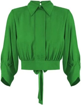 Elisabetta Franchi Femme, Blouses et Chemises, Vert, Taille: 40 FR Chemise Georgette