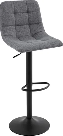 Stylife Barhocker, Grau, Schwarz, Metall, Textil, Drehteller, 43x90-112x47 cm, Sitzfl&auml;che 360&deg; drehbar, Esszimmer, Barm&ouml;bel, Barhocker