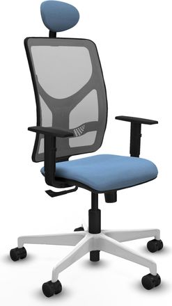 Piqueras y Crespo Schreibtischstuhl, blau, mit 1D-Armlehnen, h&ouml;henverstellbarer Lendenwirbelst&uuml;tze und festem Kopfteil, ausgestattet mit 3 Positionen und Schneideschaum