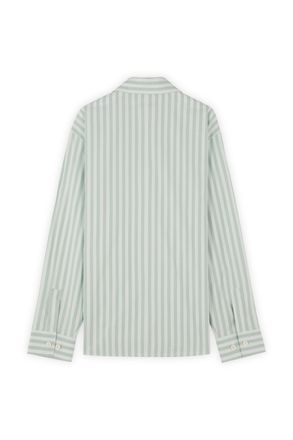 Maison Kitsun&eacute; Striped Cotton Overshirt - Blue