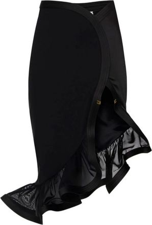 Elisabetta Franchi Femme, Jupes, Noir, Taille: 44 FR Ruffled-Hem Wrap Midi Skirt