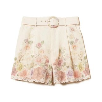 Twinset Femme, Shorts, Multicolore, Taille: 36 FR Shorts en lin &agrave; imprim&eacute; floral
