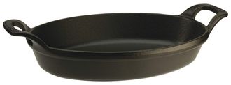 Staub Ofenform/Servierplatte/Auflaufform, oval mit 2 Griffen, 15 cm, 0,25 L, Gusseisen, Für alle Herdarten inkl. Induktion & Backofen, stapelbar, Schwarz