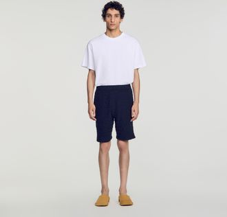 Sandro Short en maille &eacute;ponge jacquard