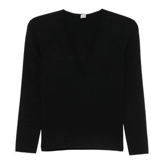 Toteme Kompaktstrick V-Ausschnitt - - Knitwear - Damen - Schwarzk - XS