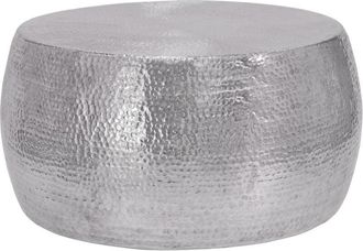 WOMO-DESIGN Womo-design - Couchtisch ø 90x45 cm Silber, Unikat, Hammerschlag-Optik, Handgefertigter Beistelltisch, Orientalischer Wohnzimmertisch, Runde Tisch