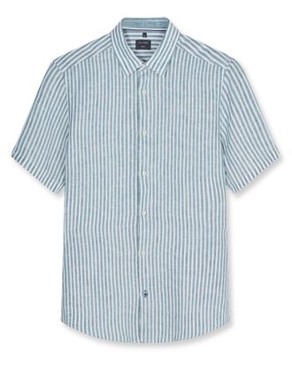 Olymp Casual, Regular Fit, Kurzarmhemd aus Leinen mit Streifenmuster in