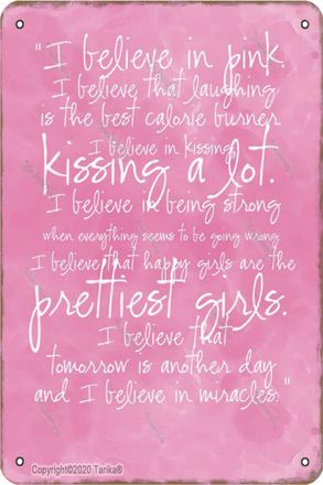 IUBBKI I Believe In Pink I Believe That Retro Look Metall 20,3 x 30,5 cm Dekoration Kunst Schild f&uuml;r Zuhause K&uuml;che Badezimmer Bauernhof Garten Garage Inspiri