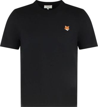 Maison Kitsun&eacute; Homme, Tops, Noir, Taille: L T-shirt en coton &agrave; col rond