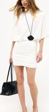 NA-KD robe courte en jersey drap&eacute;e blanc cass&eacute;