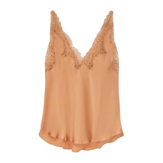 Mes Demoiselles... V-Ausschnitt Spitzen-Seiden-Camisole - - Tops - Damen - Rosa - 2XS