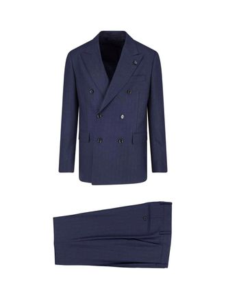 Lardini Double-Breasted Suit In Virgin Wool