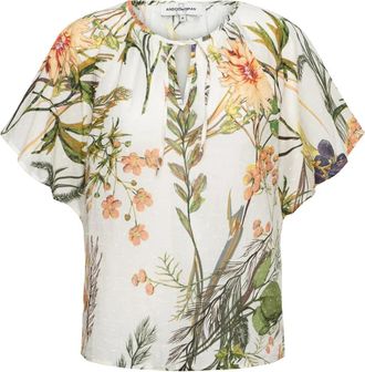 &Co Woman Top mit rundem Halsausschnitt und Bindedetail - - Blouses & Shirts - Damen - Mehrfarbig - S