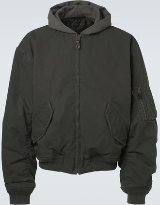 Balenciaga Veste bomber &agrave; capuche en coton m&eacute;lang&eacute;