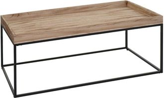 Mendler Mendler - Table basse HWC-K71 - table basse table dappoint - bois massif métal 46x110x60cm - naturel