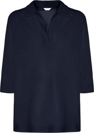 Malo Femme, Blouses et Chemises, Bleu, Taille: 42 FR Wingtip-Collar Blouse