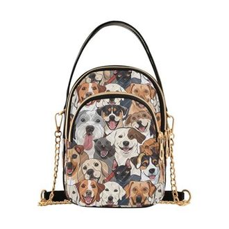 Mnsruu Petit sac &agrave; bandouli&egrave;re amusant en cuir pour femme