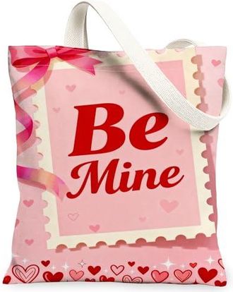 Generic Sacs fourre-tout en toile motif coeurs de Saint-Valentin, sacs &agrave; provisions l&eacute;gers, lavables et r&eacute;utilisables, design vintage romantique devrait, p&ecirc;ch