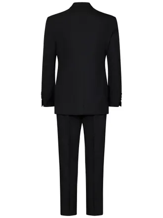 Tom Ford Mens Suit With Satin Peak Lapel - Black Wool; Blazer Lining: Cupro Suits