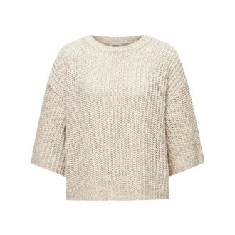 Drykorn Femme, Pulls, Beige, Taille: 40 FR Pull à Manches Courtes en Grosse Maille