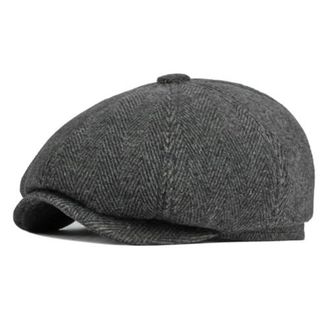 Generic B&eacute;rets for hommes, automne hiver, chapeau &eacute;pais et chaud, casquette vintage en laine Pour lautomne et lhiver(Dark Grey,XL 59-60CM)