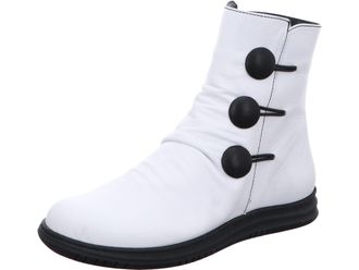 Gemini Damen Stiefelette aus Leder in Geraffter Optik mit Kn&ouml;pfen 337072-02, Gr&ouml;&szlig;e:40 EU, Farbe:Wei&szlig;
