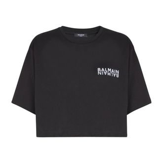 Balmain Femme, Tops, Noir, Taille: 38 FR T-shirt court avec imprim&eacute;