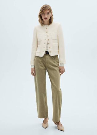 Mango Veste tweed boutons bijoux &eacute;cru - Femme - XXS - MANGO