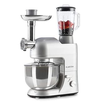 Klarstein Klarstein Robot Patissier Multifonctions, Batteur sur Socle, Bol 5L, Robot Cuisine 1800W, Blender 1.5L, Robot Multifonction Petrin Boulangerie, Hachoi