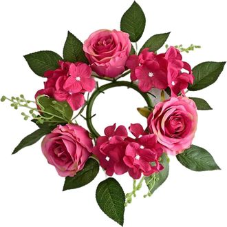 Harilla K&uuml;nstliche Blumens&auml;ulenkerze Ringe Kranz Halloween 7,87 Zoll Dekor, Ros&eacute;, Dunkelrosa