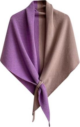 Minetom Poncho Femme Cape El&eacute;gante Wrap Ch&acirc;le Echarpe Automne Hiver Chaud Pull en Tricot A2 Violet Taille Unique
