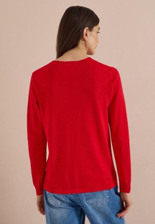 Cecil Strickpullover Baumwoll-Viskosemix, Feinstrick, unifarben
