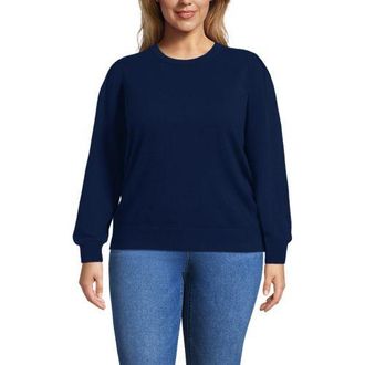 Lands End Kaschmirpullover mit Puffärmeln, Damen, Größe:56-58 plus, Blau, Kaschmir, by Lands End