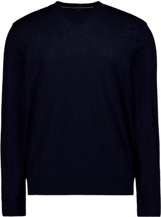 HUGO BOSS Herren Pullover blau Merinowolle unifarben