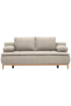 CARRYHOME Boxspringsofa, Beige, Textil, Buche, massiv, 2-Sitzer, F&uuml;llung: Schaumstoff, 202x78-93x100 cm, Stoffauswahl, Schlafen auf Sitzh&ouml;he, Wohnzimmer, Sofas 