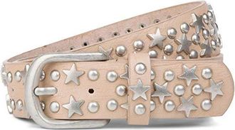 styleBREAKER Ceinture avec des étoiles et des rivets ronds dans un style vintage, longueur réglable 03010030, taille:100cm, couleur:Beige