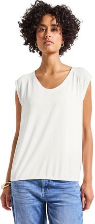 Street One Damen 3227745 Jersey-Shirt mit Elastiksaum, Off White, 42