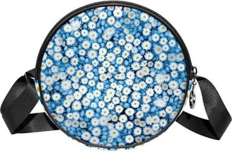 Generic Sac &agrave; bandouli&egrave;re rond pour femme, petit sac &agrave; bandouli&egrave;re &agrave; motif floral avec fermeture &eacute;clair, bretelles r&eacute;glables, sac &agrave; main rond d&eacute;contract&eacute; pour
