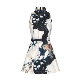 Roberto Cavalli Marble Print Halterneck Flared Mini Kleid - - Dresses - Damen - Mehrfarbig - S