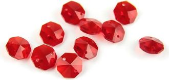 Generic Hängekristalle Prismen 50 Stück 14 mm K9-Kristall-Oktagon-Kronleuchterperlen mit Zwei Löchern, AB, klare rote Perlen for Lampendekoration Hängekristal