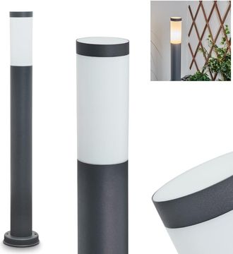 HOFSTEIN Außenwegeleuchte Sessa, moderne Sockelleuchte aus Metall/Kunststoff in Anthrazit/Weiß, Wegeleuchte 80 cm, Gartenlampe m. E27-Fassung, Gartenbeleuchtun